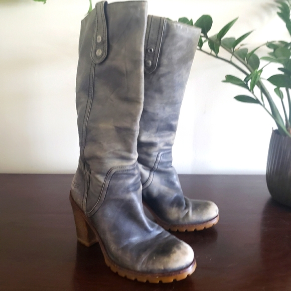 UGG | Shoes | Ugg Josie Ii Boots Distressed Grey Tall Fold Over 6 ...